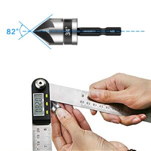 Countersink Drill Bit Set 5-Piece, M2 HSS, 82 Degree, 5 Flute, ¼” Quick Change Hex Shank, 1/4” 3/8” 1/2” 5/8” 3/4” Sharp and Durable Countersink Bits for Metal Wood and Plastic, with Storage Case