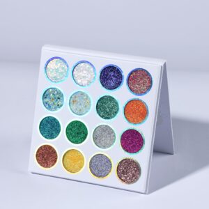 Tintark Glitter Butter Sparkle Eyeshadow Palette, 16 Colorful Holographic Multichrome Iridescent Chameleon Makeup Palette, Shimmer Highlighter Metallic Eye Shadow, Rainbow Eyeshadow Pallets