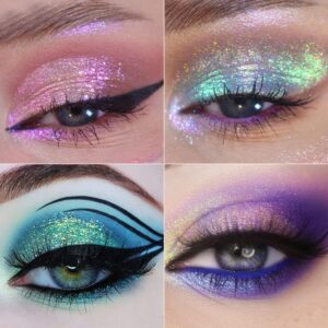 Tintark Glitter Butter Sparkle Eyeshadow Palette, 16 Colorful Holographic Multichrome Iridescent Chameleon Makeup Palette, Shimmer Highlighter Metallic Eye Shadow, Rainbow Eyeshadow Pallets