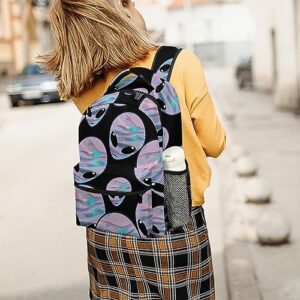 Space Alien Travel Laptop Backpack Casual Daypack with Mesh Side Pockets for Book Shopping Work