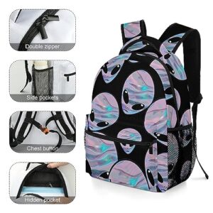 Space Alien Travel Laptop Backpack Casual Daypack with Mesh Side Pockets for Book Shopping Work