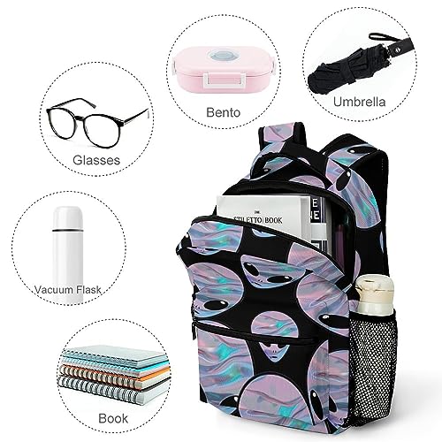 Space Alien Travel Laptop Backpack Casual Daypack with Mesh Side Pockets for Book Shopping Work