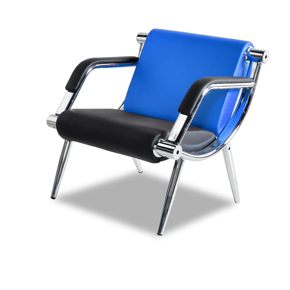 Waiting Room Chair with Armrest 1 Seat Blue Black PU Leather Office Furniture Guest Seating Lobby Conference Reception Chair Visitor Guest Sofa for Office Airport Clinic Hospital Bank Salon Barber