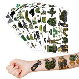 Army Temporary Tattoos - Memorial Day 80PCS Military Camouflage, Camo, Veterans Day Themed Stickers for Kids Birthday Party Supplies, Decorations, Favors and Prizes - Cute Gifts for Boys and Girls