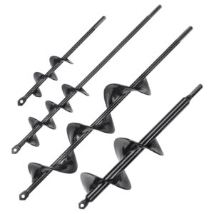 vevor auger drill bits for planting set of 4, garden auger drill bit, spiral drill bit for post hole digger, bulbs planting & holes digging, for 3/8" hex drive drill