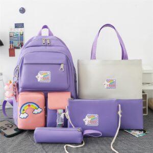 HAN YUAN Kawaii Backpack set 4Pcs Aesthetic School Bags cute backpack set for Girls Teen Back to School