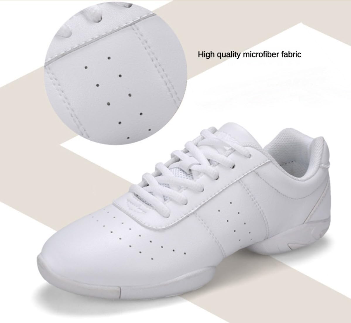 Fenlogft Women Ultra Comfortable Aerobic Cheer Sport Shoes - Training Competition Cheerleading Sneakers for Adults and Youth Girl (7,White)