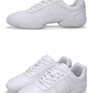 Fenlogft Women Ultra Comfortable Aerobic Cheer Sport Shoes - Training Competition Cheerleading Sneakers for Adults and Youth Girl (7,White)