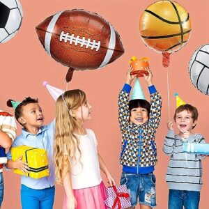 10 PCS Sports Themed Balloons, 18inch Aluminum Foil Sport Party Balloons Baseball Football Balloons Sports Themed Birthday Party Supplies for Boy Baby Shower Party Decoration（contains ribbon）