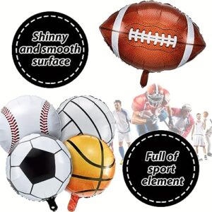 10 PCS Sports Themed Balloons, 18inch Aluminum Foil Sport Party Balloons Baseball Football Balloons Sports Themed Birthday Party Supplies for Boy Baby Shower Party Decoration（contains ribbon）