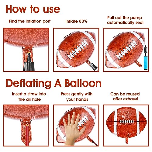 10 PCS Sports Themed Balloons, 18inch Aluminum Foil Sport Party Balloons Baseball Football Balloons Sports Themed Birthday Party Supplies for Boy Baby Shower Party Decoration（contains ribbon）