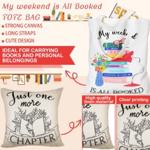 Tioncy 5 Pcs Book Lovers Gifts for Book Lovers Includes Tote Bag 12oz Wine Tumbler Pillow Case Socks Bookmark Christmas Appreciation Gift for Readers Club Teacher Students Librarians (Vivid Style)