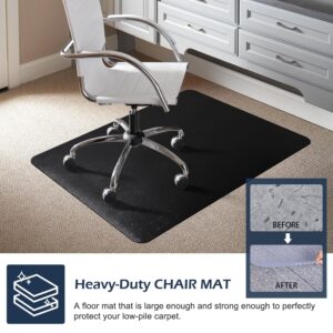 Chair Mat for Carpet, SALLOUS 48" x 36" Office Chair Mat for Carpeted Floors, Heavy Duty Chair Mat with Grips, Floor Protector Computer Desk Chair Mat for Home Office (Black, Rectangular)