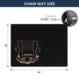 Chair Mat for Carpet, SALLOUS 48" x 36" Office Chair Mat for Carpeted Floors, Heavy Duty Chair Mat with Grips, Floor Protector Computer Desk Chair Mat for Home Office (Black, Rectangular)