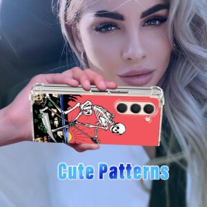 Petonist for Z Fold 5 Case Cute Skeleton Skull Pattern Gothic Goth Design Pattern Phone Cover for Boys Girls Teens Men Cool Funny Unique Fashion Soft TPU Cases for Samsung Galaxy Z Fold5 5G Axe