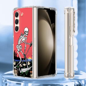 Petonist for Z Fold 5 Case Cute Skeleton Skull Pattern Gothic Goth Design Pattern Phone Cover for Boys Girls Teens Men Cool Funny Unique Fashion Soft TPU Cases for Samsung Galaxy Z Fold5 5G Axe