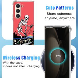 Petonist for Z Fold 5 Case Cute Skeleton Skull Pattern Gothic Goth Design Pattern Phone Cover for Boys Girls Teens Men Cool Funny Unique Fashion Soft TPU Cases for Samsung Galaxy Z Fold5 5G Axe