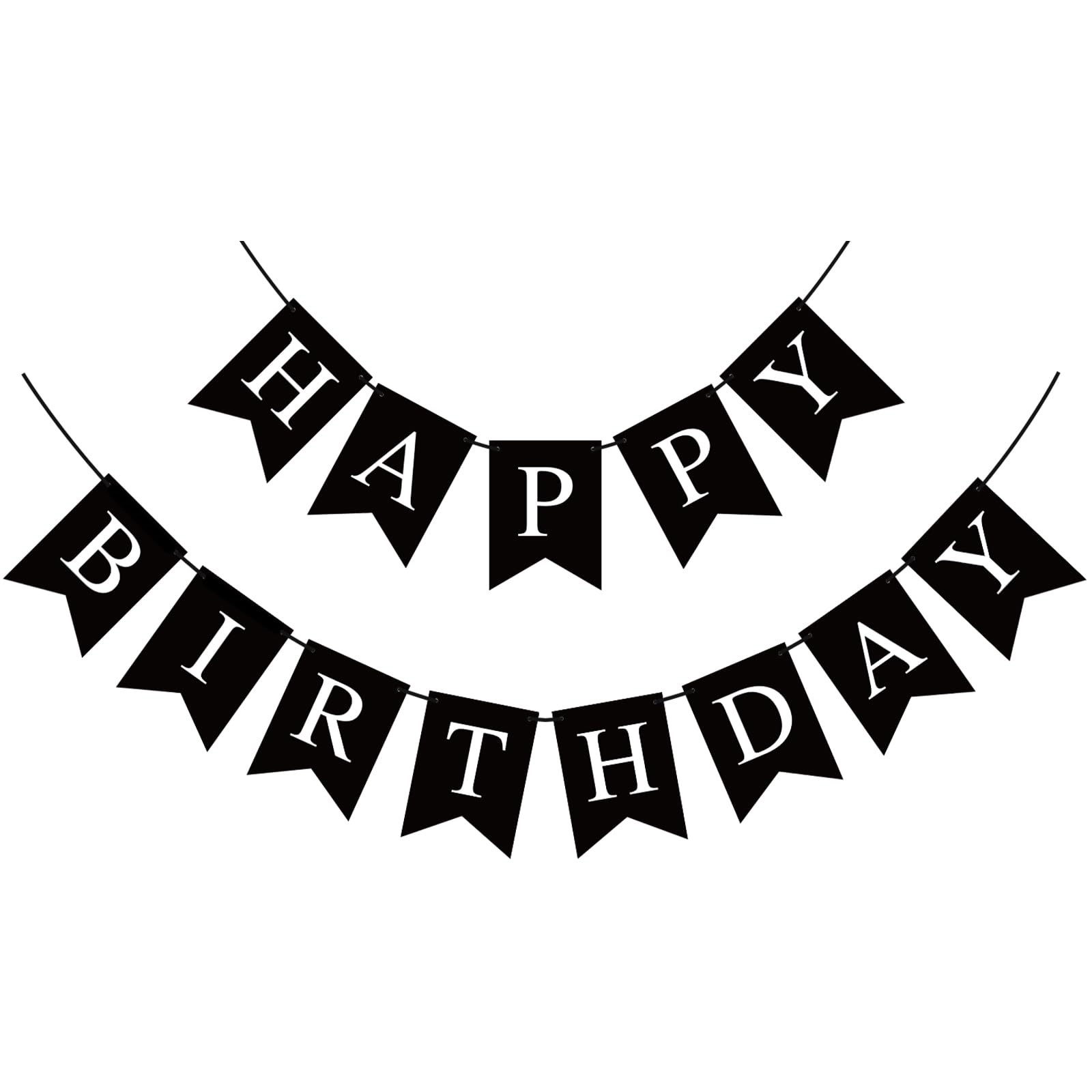 Black Happy Birthday Banner Birthday Sign for Backdrop Happy Birthday Decorations for Men Women Black Birthday Party Wall Door Bunting Banner Flag Birthday Tea Party Supplies