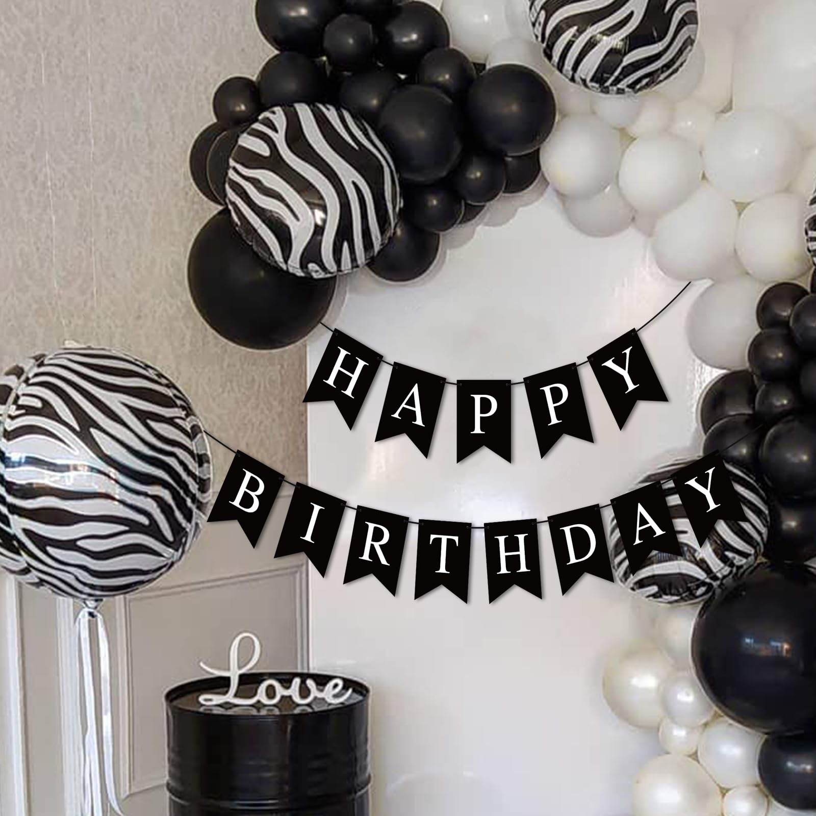 Black Happy Birthday Banner Birthday Sign for Backdrop Happy Birthday Decorations for Men Women Black Birthday Party Wall Door Bunting Banner Flag Birthday Tea Party Supplies