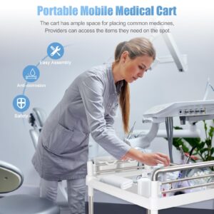 Mobile Utility Cart with Wheels Professional Medical Trolley Cart 220 Lbs Load Plastic and Stainless Steel Esthetician Storage Cart with Basins and Kegs for Beauty Salon Hospital Clinic Home