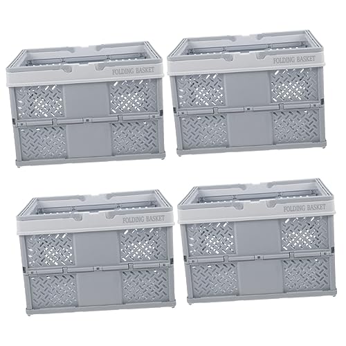 Yardwe 4pcs Picnic Basket Stacking Basket Collapsible Crates for Storage Space Saving Hamper Folding Storage Crate Grocery Crate Fruit Container Camping Bin Pp Small Item Foldable