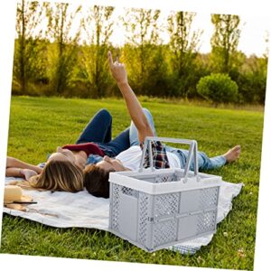 Yardwe 4pcs Picnic Basket Stacking Basket Collapsible Crates for Storage Space Saving Hamper Folding Storage Crate Grocery Crate Fruit Container Camping Bin Pp Small Item Foldable