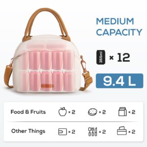 TOURIT Double Deck Insulated Lunch Bag Expandable with Cute Lunch Bags for Women