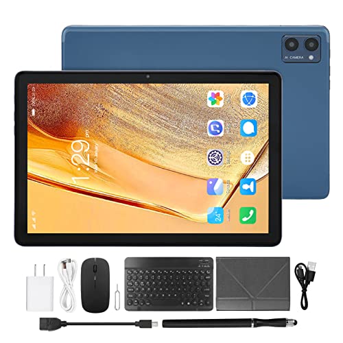 Airshi Gaming Tablet Office Tablet US Plug 100‑240V 12GB RAM 256GB ROM Dual Camera for School (Dark Blue)