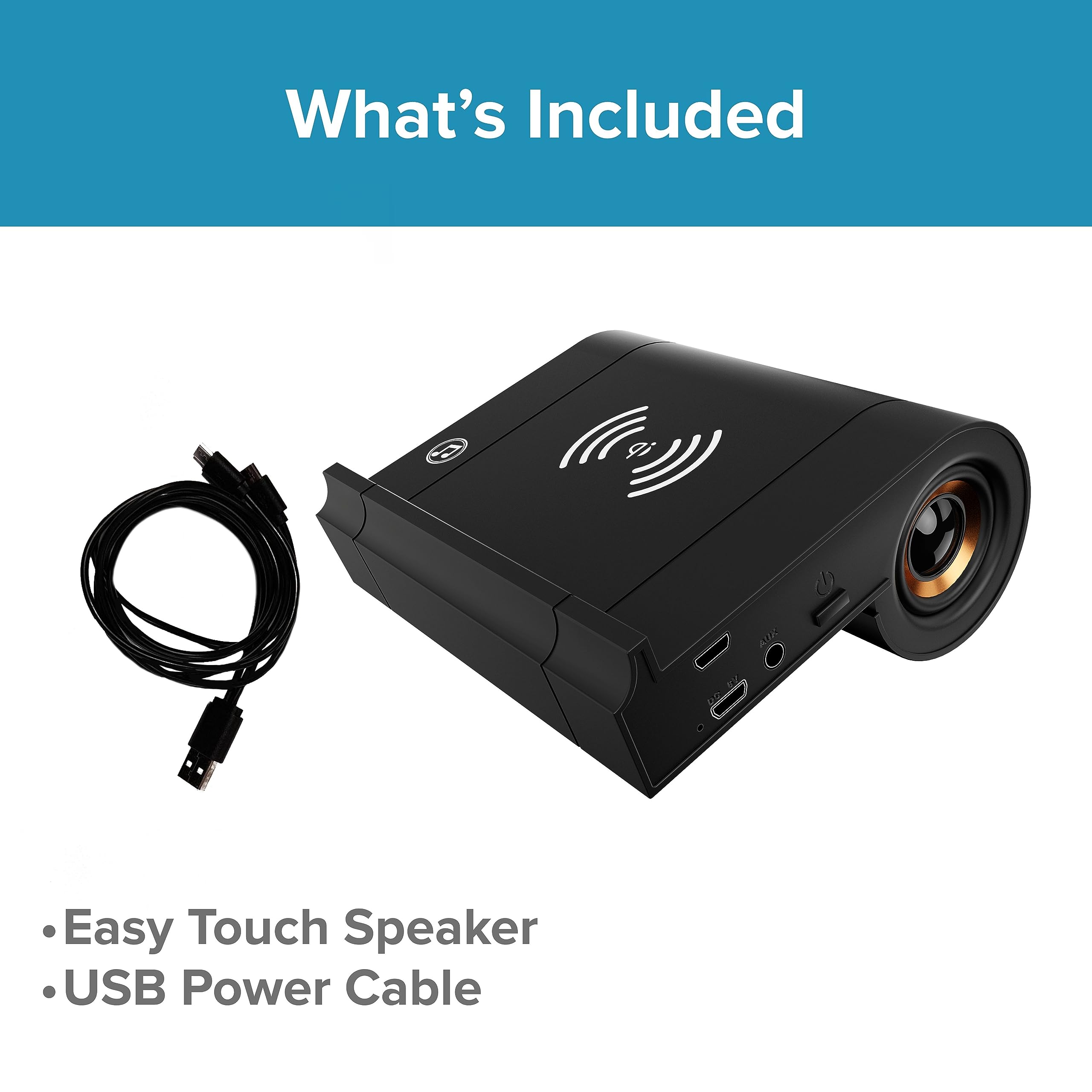 Easy Touch Speaker 2024 Version - Wireless Portable Speaker, No Bluetooth Connection Needed, Induction Speaker and Wireless Phone Charger, Great for Parties, Make Phone Calls Louder