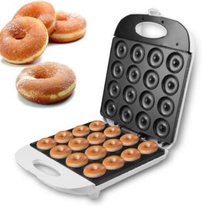 vikney mini donut maker,easy and fun homemade mini donuts, perfect for snacking and entertaining,compact and portable design, dual-sided heating, non-stick coating - makes 16 donuts at a time, white