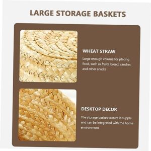 Cabilock 2pcs Basket Storage Bins Hamper Shelf Organizer Bins Small Organizer with Lids Shelf Storage Bin Small Storage Box Straw Manual