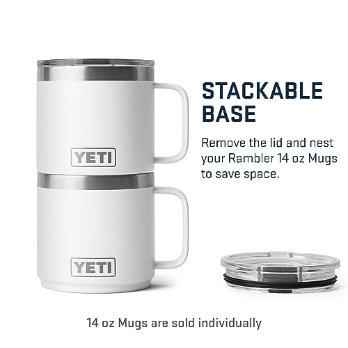 YETI Rambler 14 oz Stackable Mug, Vacuum Insulated, Stainless Steel with MagSlider Lid, White