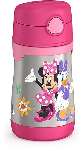 THERMOS Vacuum Insulated Stainless Steel 10oz Straw Bottle, MINNIE MOUSE