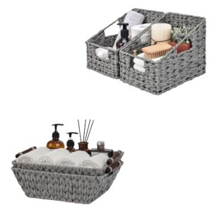 granny says bundle of 2-pack wicker baskets for organizing & 2-pack wicker shelf storage baskets