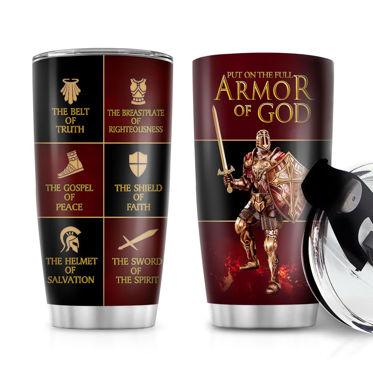 Christian Gifts for Men, Women - Religious Gifts Ideas - Fathers Day, Christmas Gifts, Birthday Gifts For Men - Jesus Gifts - Christian Coffee Mug - Armor Of God Stainless Steel Tumbler (20OZ)