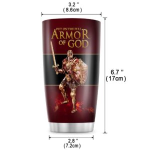 Christian Gifts for Men, Women - Religious Gifts Ideas - Fathers Day, Christmas Gifts, Birthday Gifts For Men - Jesus Gifts - Christian Coffee Mug - Armor Of God Stainless Steel Tumbler (20OZ)