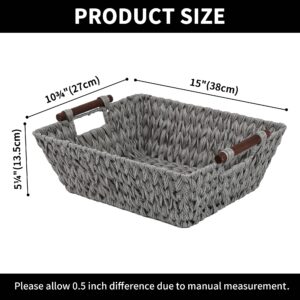 GRANNY SAYS Bundle of 2-Pack Wicker Baskets with Handles & 2-Pack Wicker Baskets for Shelves