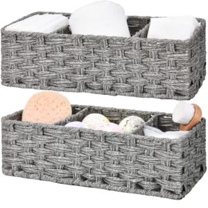 GRANNY SAYS Bundle of 2-Pack Wicker Baskets with Handles & 2-Pack Wicker Baskets for Shelves