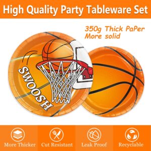 178 Pcs Basketball Theme Birthday Party Decorations Basketball Party Supplies Set Include Plates, Napkin, Cup, Fork, Knives, Spoon, Tablecloth, Banner for Kids and Adults, Serves 24 Guests