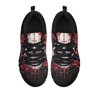 Skull Shoes for Men Slip Resistant Casual Slip On Shoes Art Painted Fall Shoes for Youth Womens Fall Winter Sneakers Body Building Mesh Sneakers Winter Sneakers Black Sole