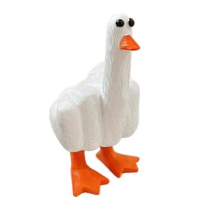 Middle Finger Duck You Figurine Middle Finger Desk Decor Funny Garden Decor Statues Figurines Ornaments for Home, Patio, Lawn, Yard, Office, Outdoor Decorations, Garden Gifts (White+Yellow)