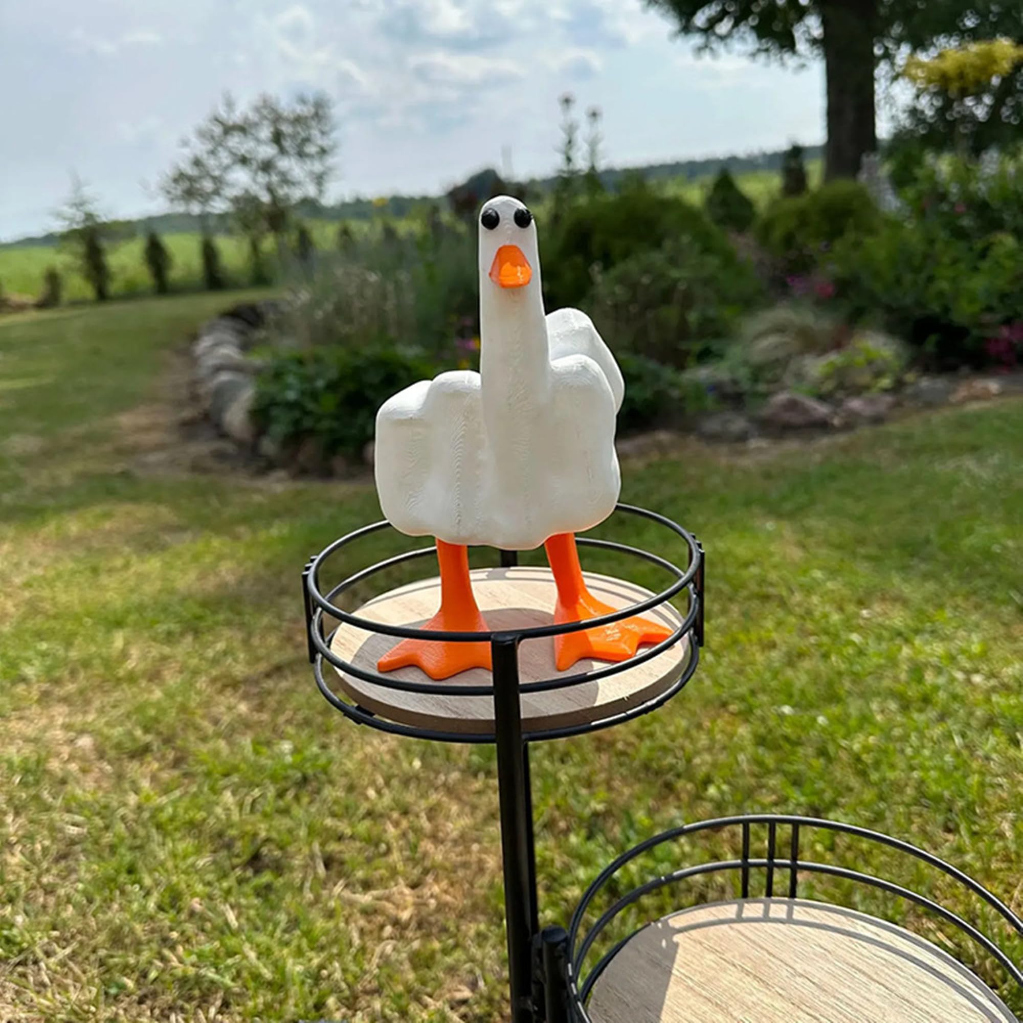 Middle Finger Duck You Figurine Middle Finger Desk Decor Funny Garden Decor Statues Figurines Ornaments for Home, Patio, Lawn, Yard, Office, Outdoor Decorations, Garden Gifts (White+Yellow)