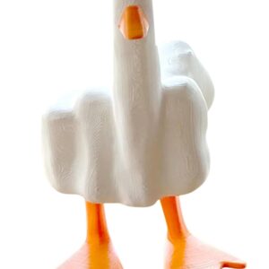 Middle Finger Duck You Figurine Middle Finger Desk Decor Funny Garden Decor Statues Figurines Ornaments for Home, Patio, Lawn, Yard, Office, Outdoor Decorations, Garden Gifts (White+Yellow)