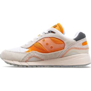 saucony unisex adult shadow 6000 running shoes, white/orange, 12 women/10.5 men