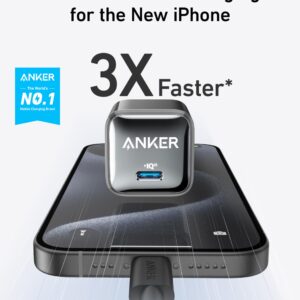 Anker USB C Charger Block 20W, Anker 511 Charger (Nano Pro), PIQ 3.0 Compact Fast Charger for iPhone 15/15 Plus/15 Pro/15 Pro Max, 14/13/12 Series, Galaxy, Pixel 4/3, iPad (6 ft USB-C Cable Included)