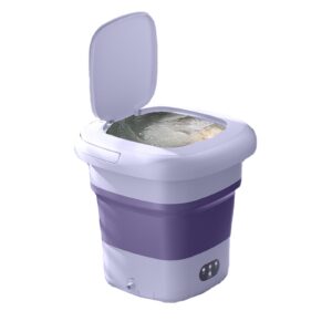 portable mini washing machine, 9 liters large capacity mini underwear washing machine, upgraded capacity foldable washing machine, round body, suitable for baby clothes and pet clothes. green, purple.