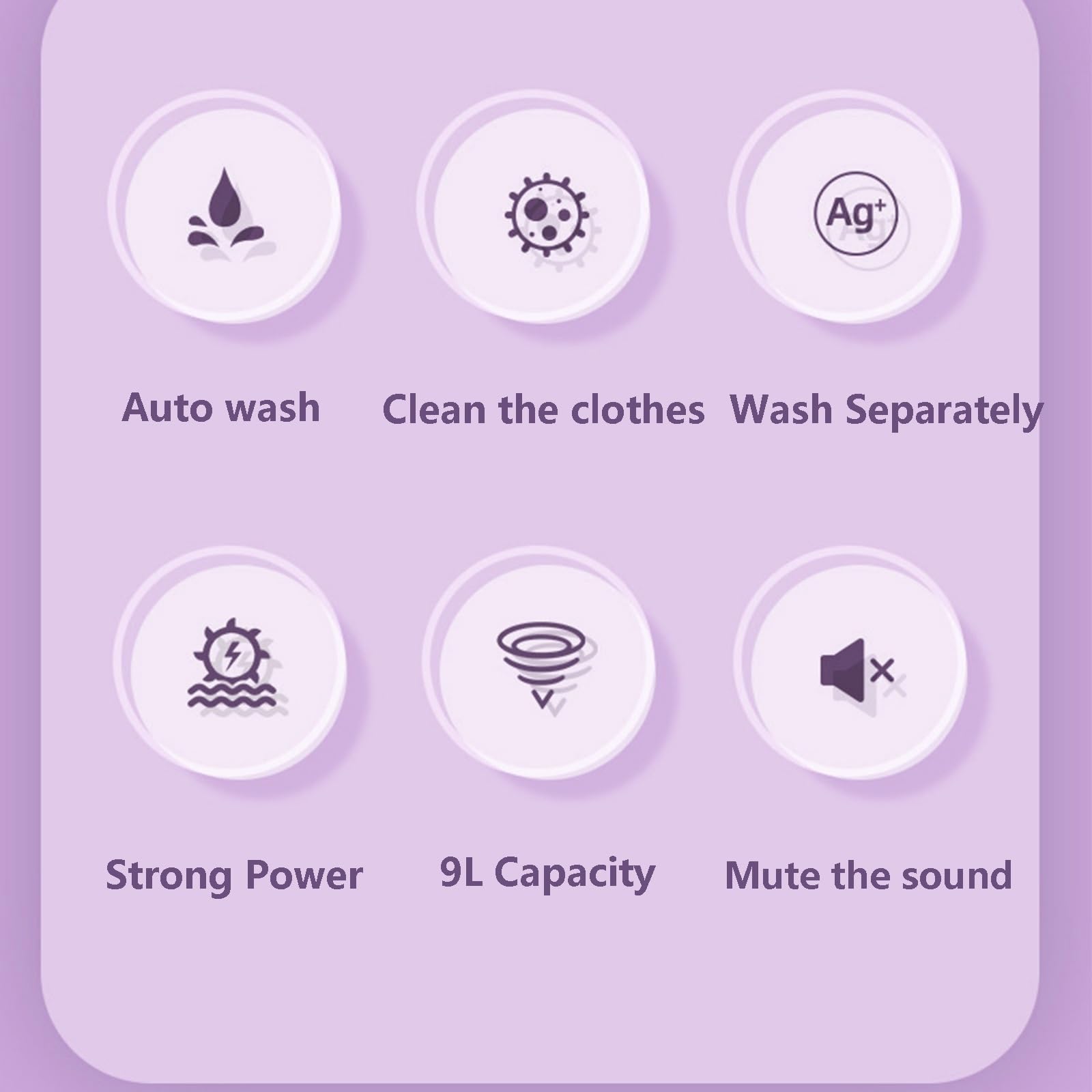 Portable Mini Washing Machine, 9 Liters Large Capacity Mini Underwear Washing Machine, Upgraded Capacity Foldable Washing Machine, Round Body, Suitable For Baby Clothes And Pet Clothes. Green, Purple.