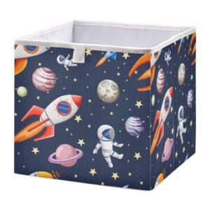 emelivor space galaxy cube storage bin fabric storage cubes foldable organizer bins storage baskets for shelves storage box for shelves home office clothes clothing,11 x 11inch