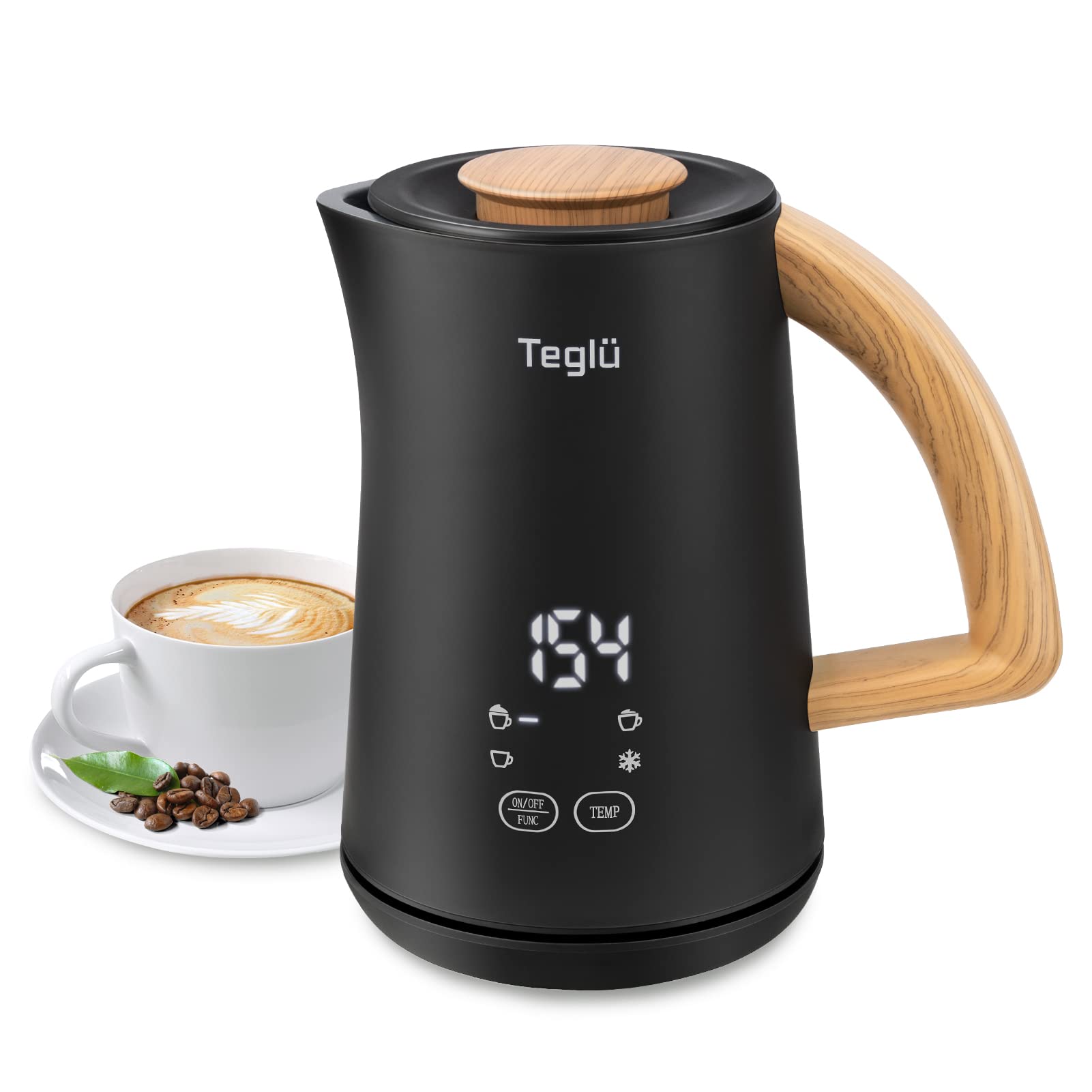 Teglu Milk Frother and Steamer Electric, Hot & Cold Foam Maker 17oz with LED Dispaly, Milk Warmer and Frother for Latte/Cappuccino/Macchiato, Instant Milk Frother Auto-off