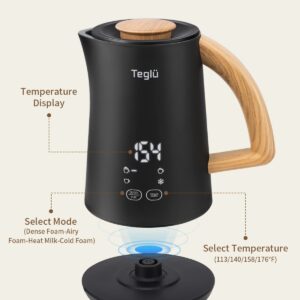 Teglu Milk Frother and Steamer Electric, Hot & Cold Foam Maker 17oz with LED Dispaly, Milk Warmer and Frother for Latte/Cappuccino/Macchiato, Instant Milk Frother Auto-off